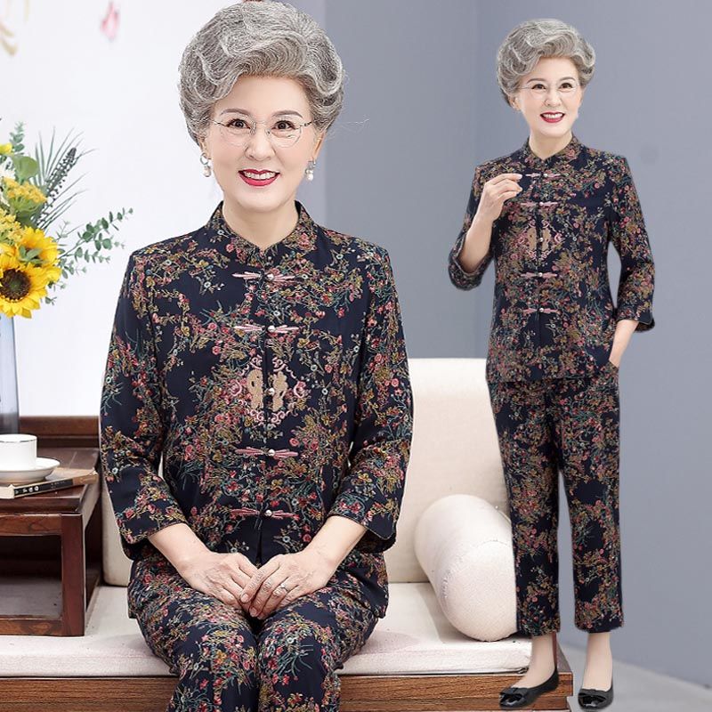 70 Years Old 80 Elderly Summer Clothes Women's Suit Old Lady Tang Suit ...