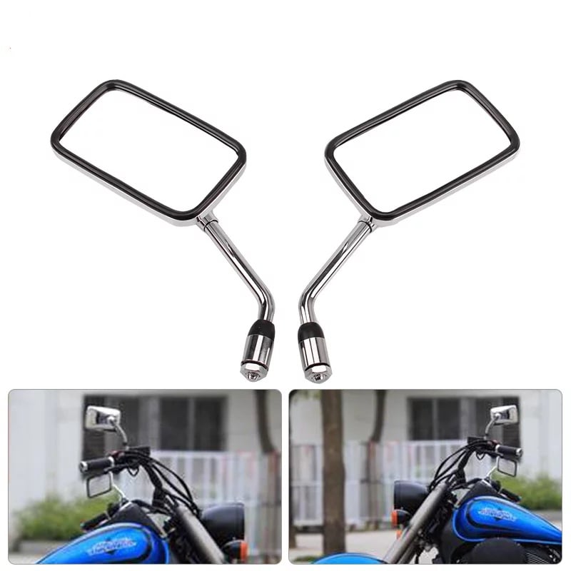 Universal Motorcycle Scooter Rear View Mirrors 10MM Chrome Street ...