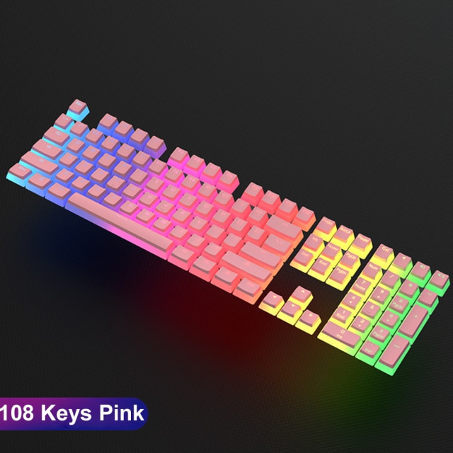 Game Translucent Keycap for Mechanical Keycap Pink Double Shot Black ...
