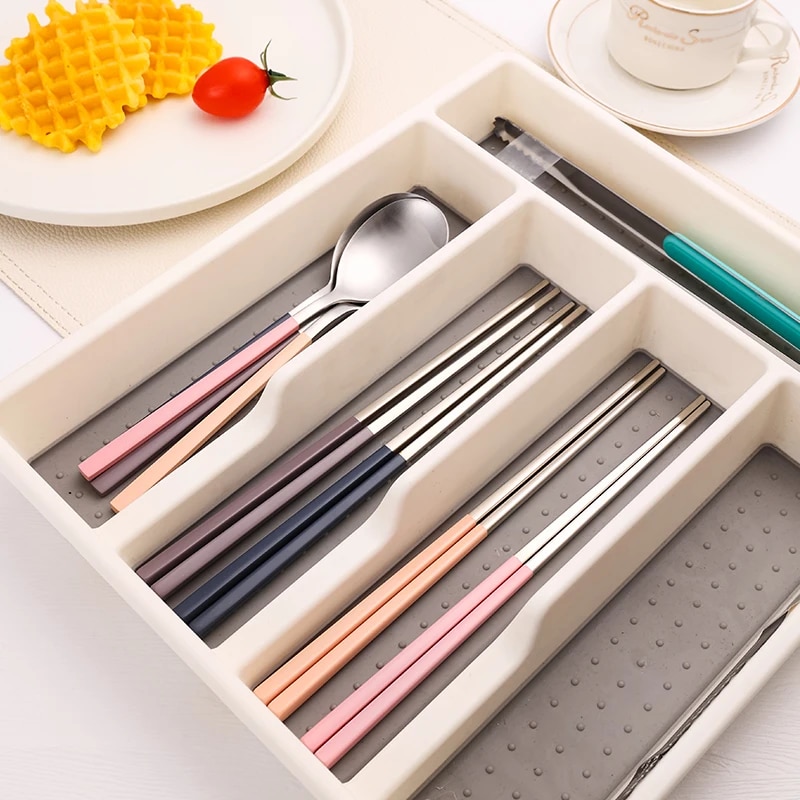 8Pcs Tableware Set Stainelss Steel Cutlery Set Korean Spoons Chopsticks ...