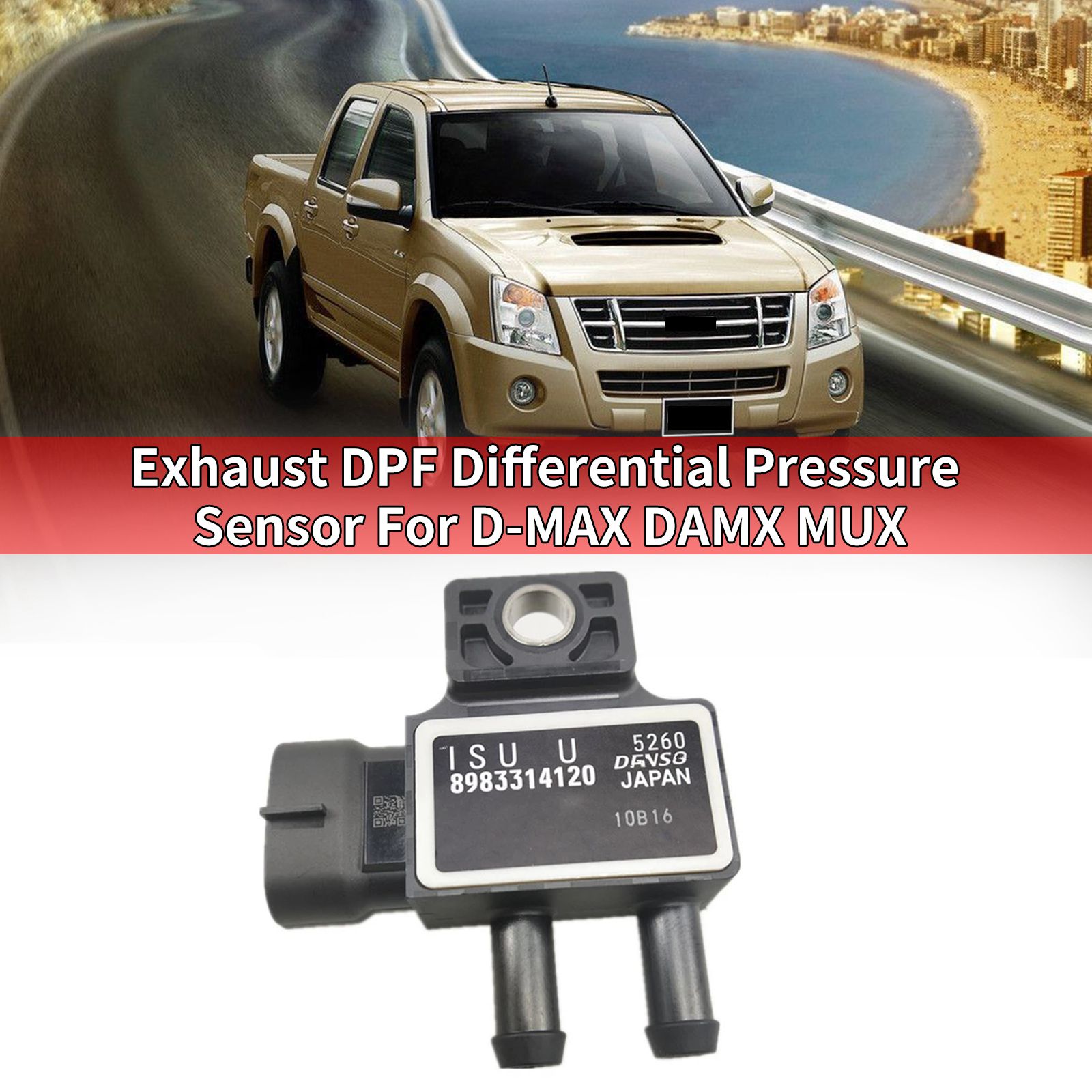 ARELENE Car Exhaust DPF Differential Pressure Sensor for Isuzu D-MAX ...