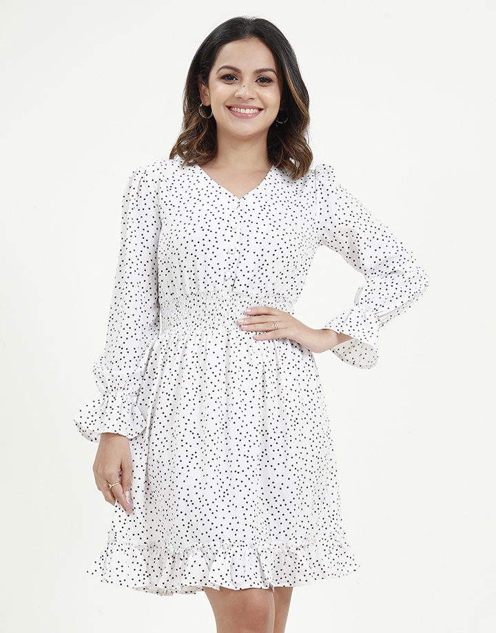 Spring and Summer V-Neck Dress with Smocked Waist | Daraz.lk