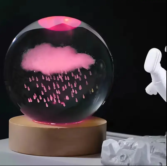 3D Art Luminous Crystal Ball Decoration Solar System Saturn Lamp ...
