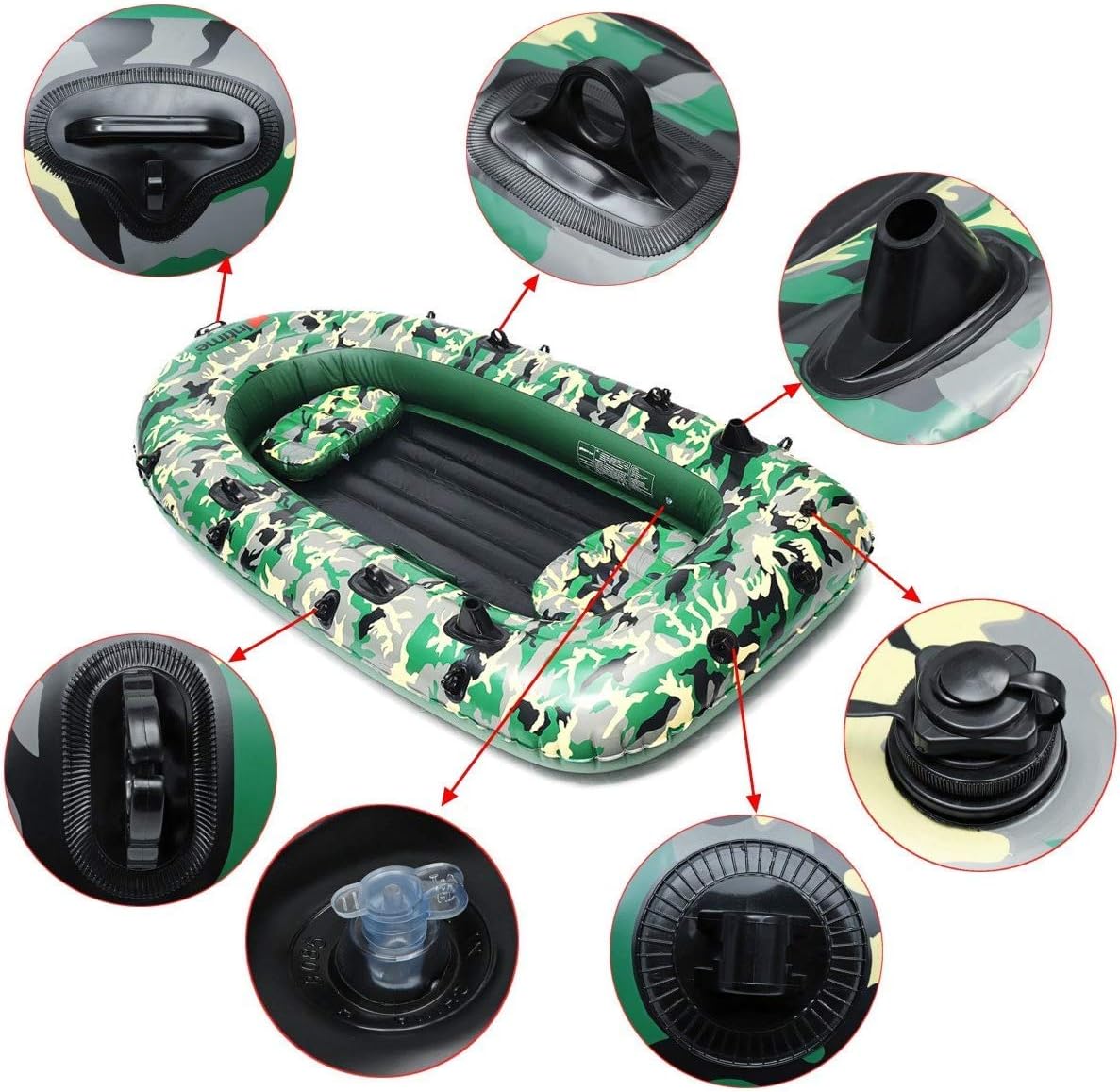 Inflatable Boats for Adults 2/3/4 People, Inflatable Boat with Rowing ...