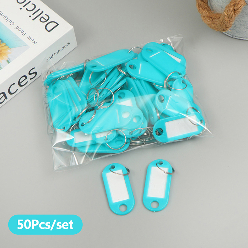 50Pcs Colorful Keychain Key Tag Label ID Name Room Address TEL Number ...