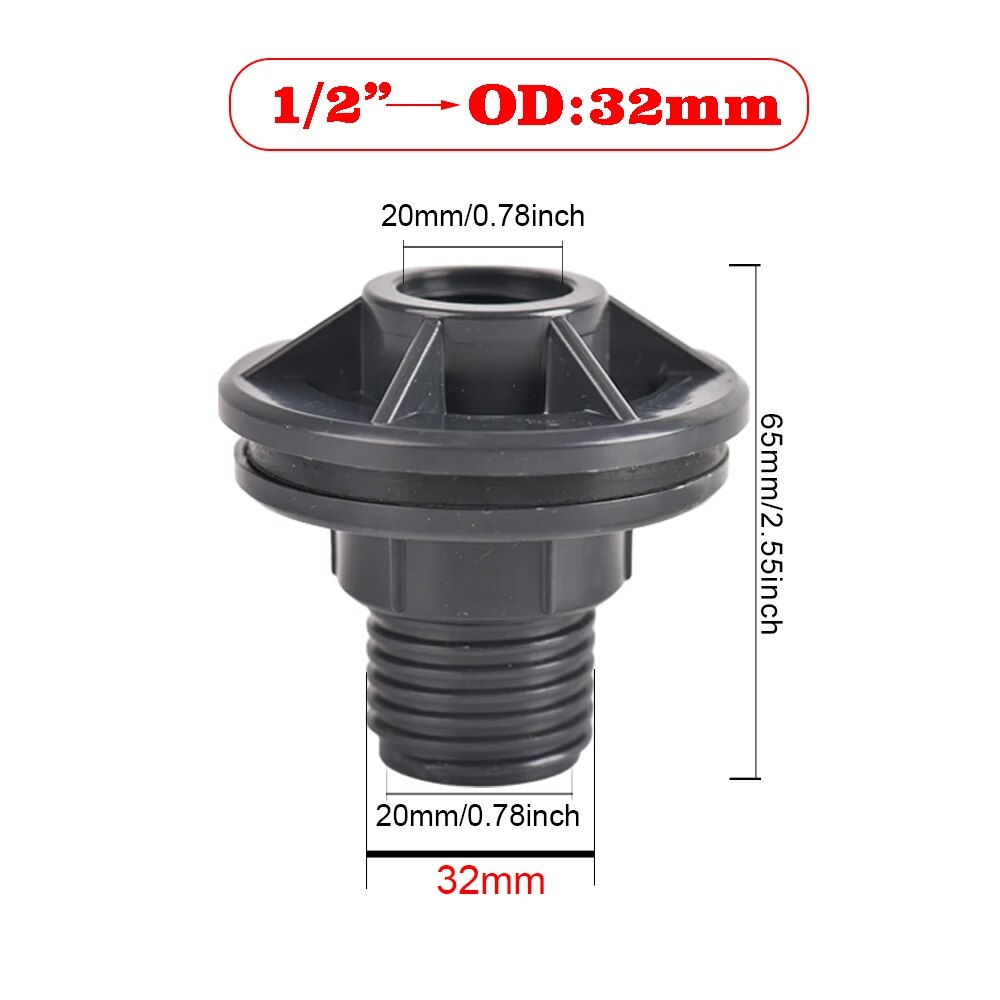 Bulkhead Fitting 1/2 3/4 Inch PVC Spigot Rain Barrel Faucet Valve Kit ...