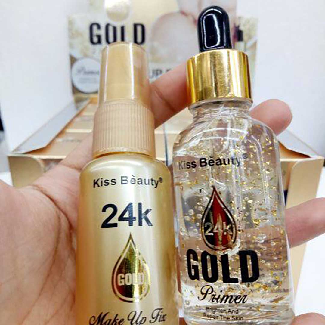 2 in 1 Kiss Beauty Primer & Makeup Fixer, 24k Gold Suits makeup fix ...