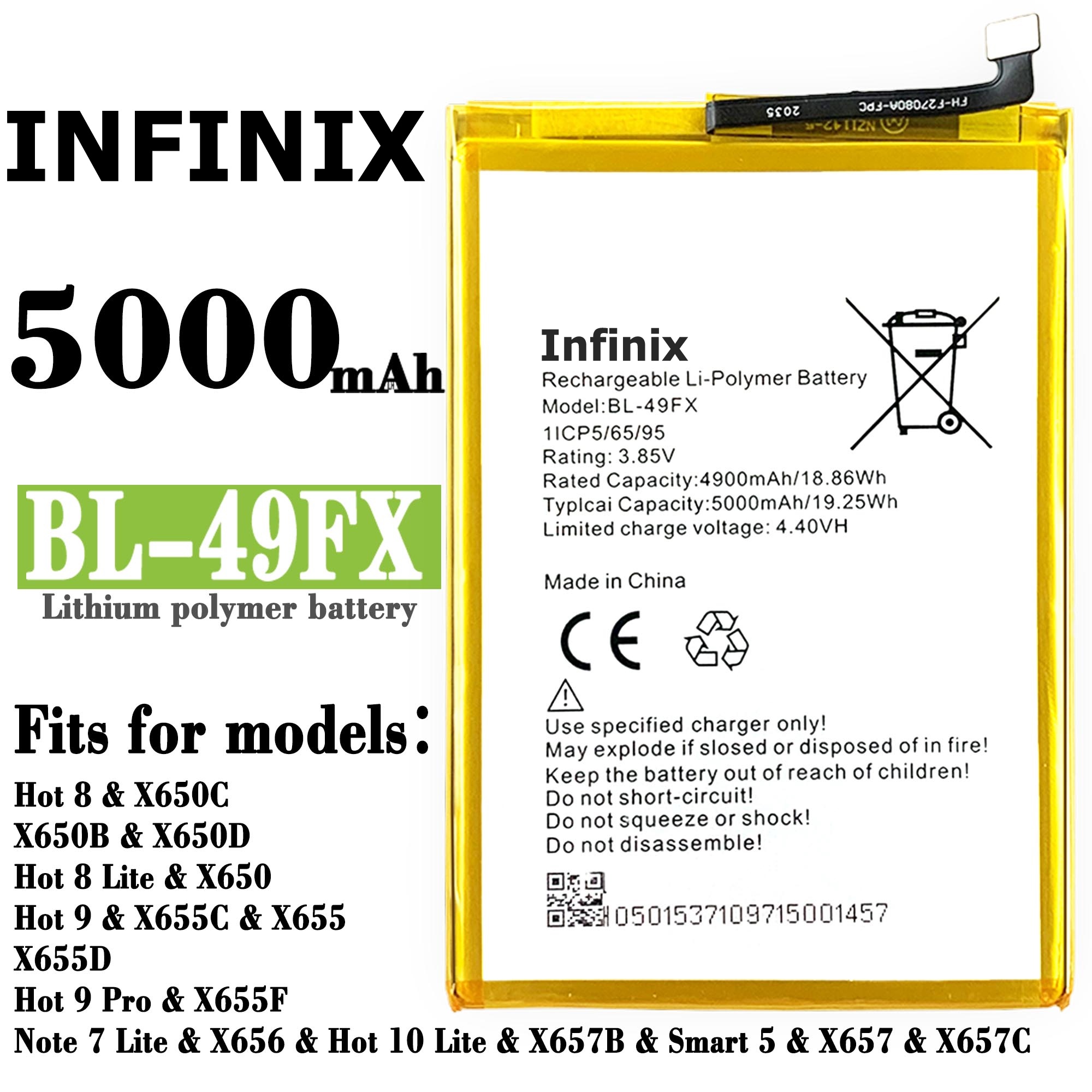 Infinix Smart 5 Battery Replacement BL-49FX Battery with 5000mAh | Daraz.lk