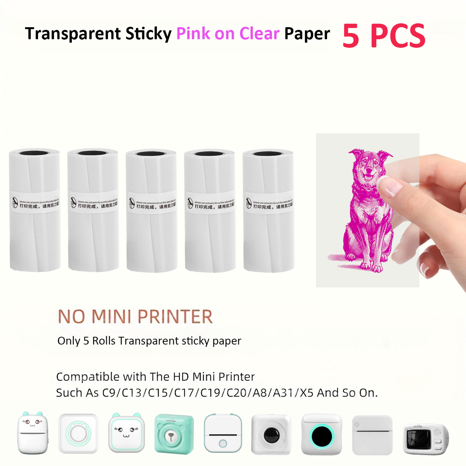 Thermal Mini Printer, Portable Inkless Sticker Maker,Bluetooth Free Cut ...