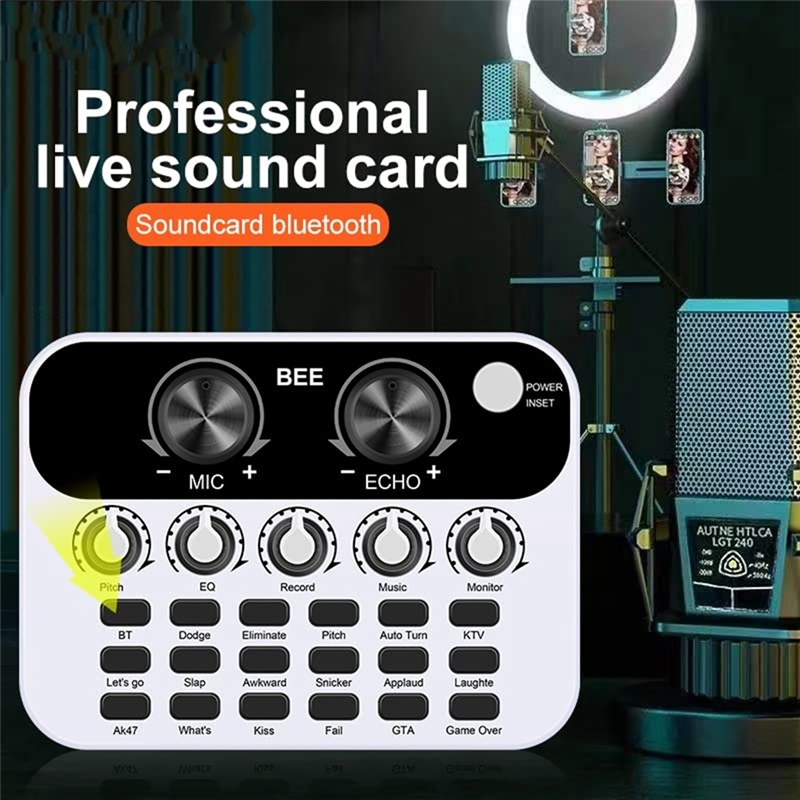 Live Sound Card V8 Mini Audio Interface Podcast Mixer Suitable for PC ...