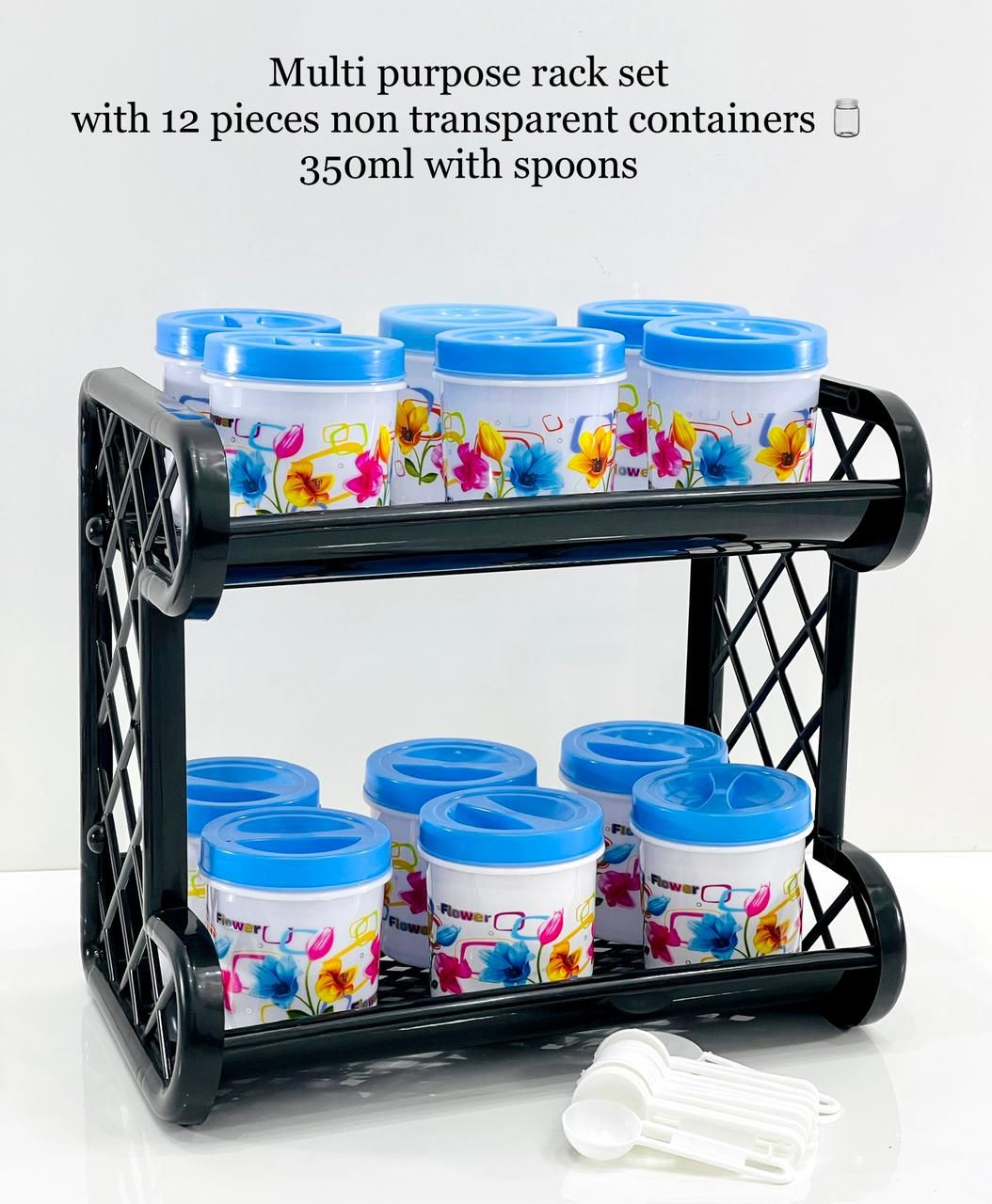 Buy Purple Multi Rack Set with 12-Piece Non-Transparent 350ml Co