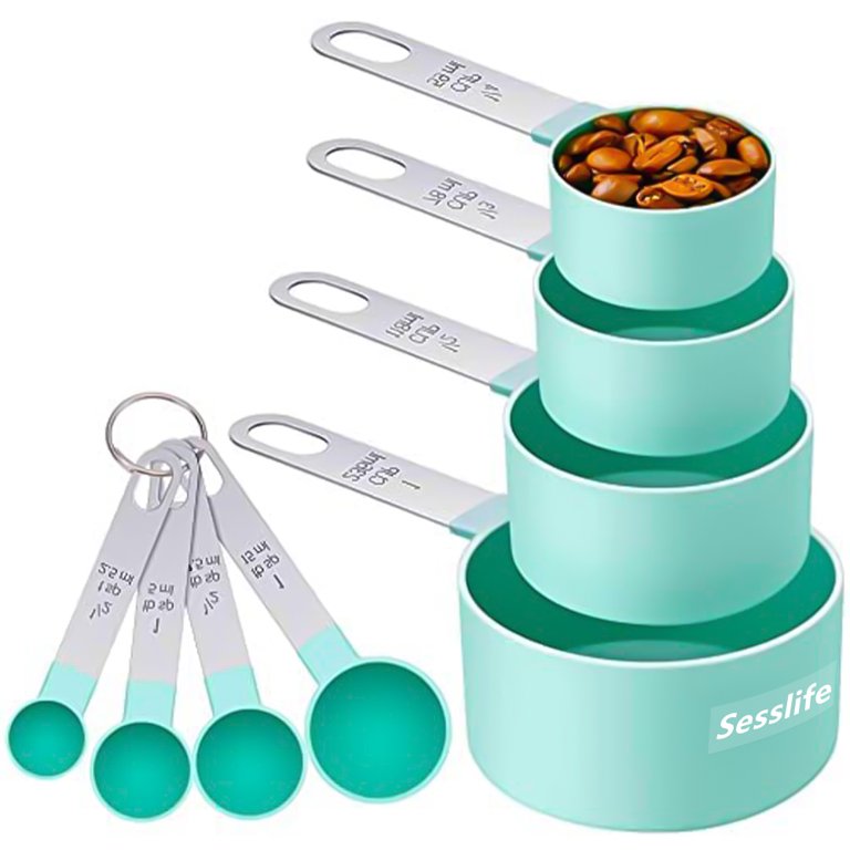 8 Pieces Stackable Measuring Cups & Spoons Set Measure Dry Liquid ...