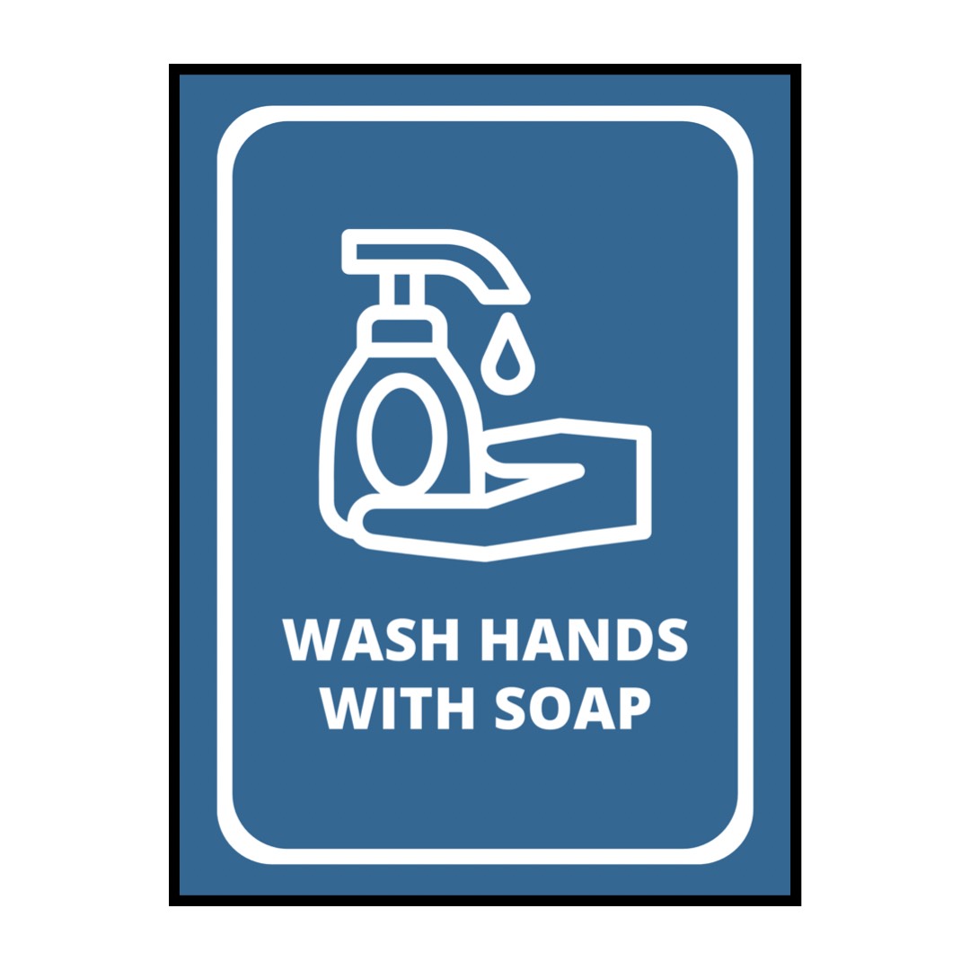 Wash Hands With Soap Sign Board - 15cm X 21cm | Daraz.lk