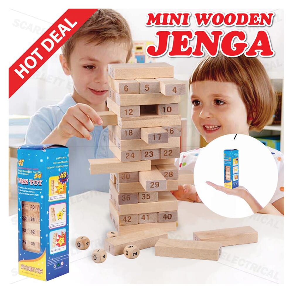 Jenga High Quality 54 Pcs Mini Wooden Block Jenga Stacking Games ...