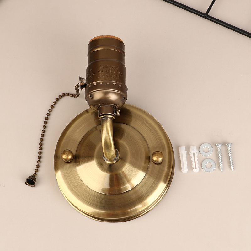 1Pc Pull Chain Switch LED Wall Lights Base Loft Vintage Style Iron ...