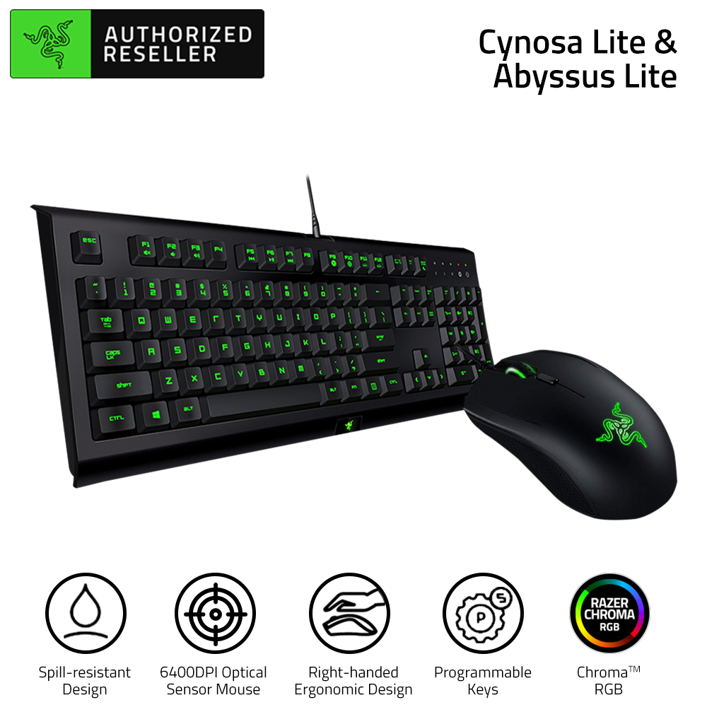 Razer Cynosa Lite Keyboard Razer Abyssus Lite Mouse Combo 104 Keys Keyboard Ergonomic Keyboard