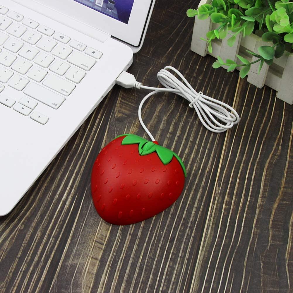 【WEJA】3C Light USB Wired Mouse Cute Fruit Strawberry Shape Wired Mouse ...