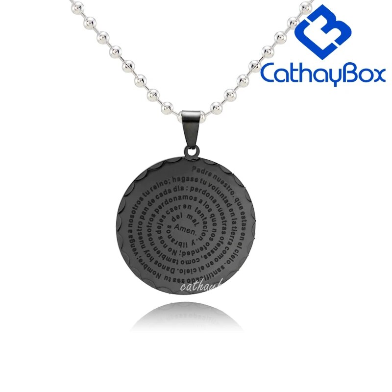 Spine Supporters Men Spanish Lord's Prayer Pendant Necklace Gold Black ...