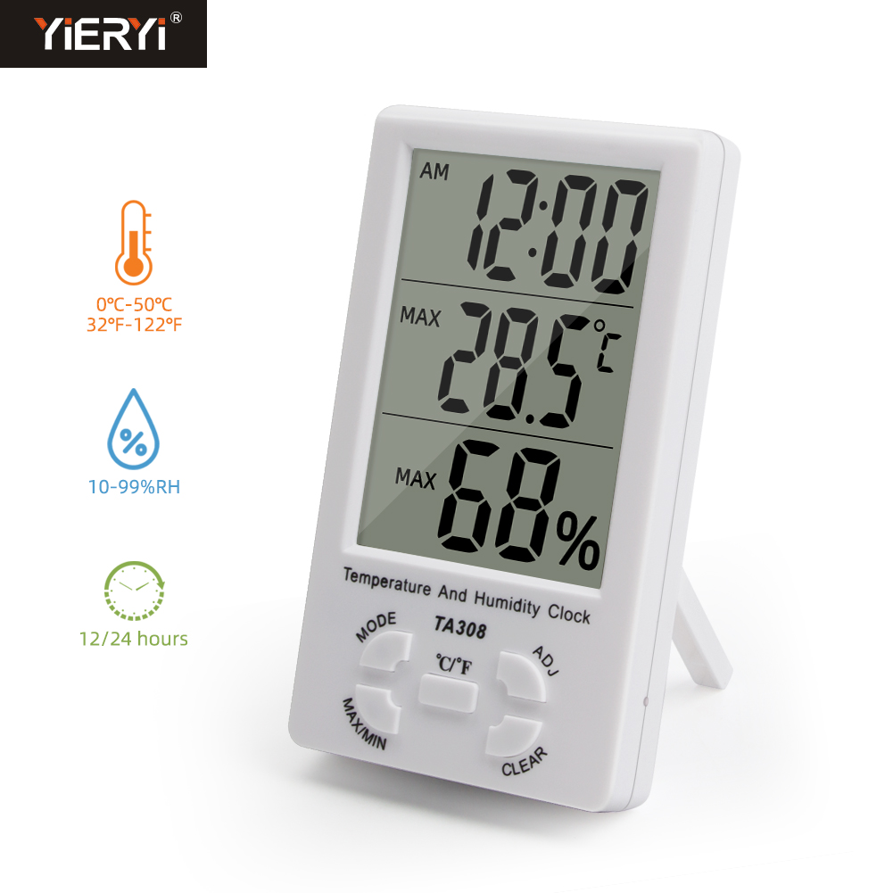 YIERYI Temperature and Humidity Meter with Time Display Indoor ...