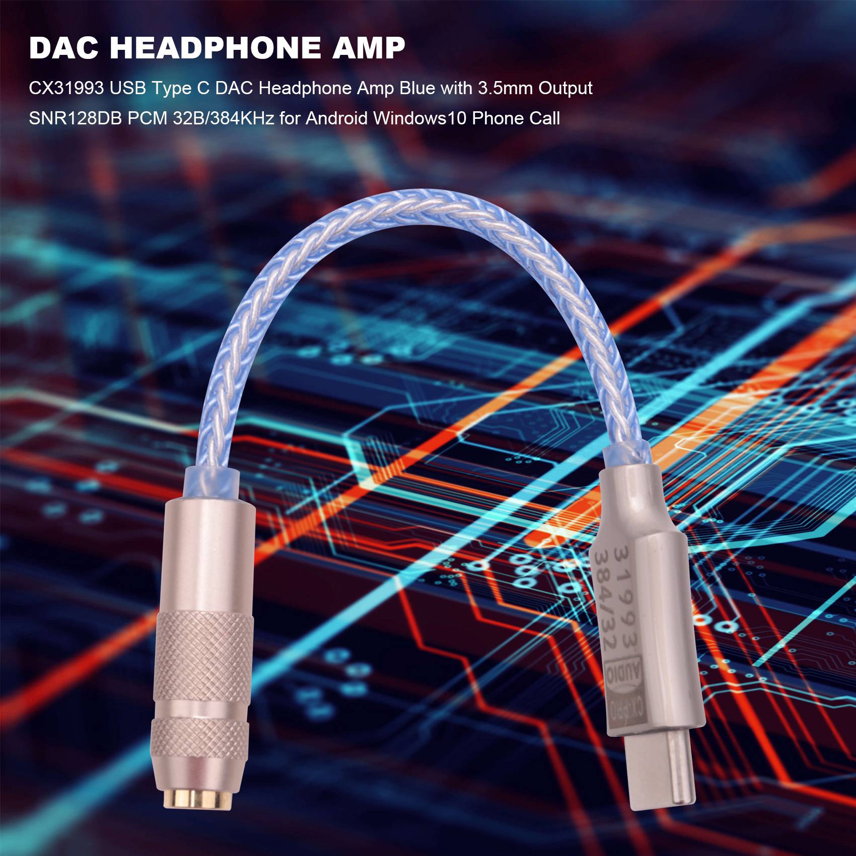 CX31993 USB Type C DAC Headphone Amp Blue for Android Windows10 | Daraz.lk