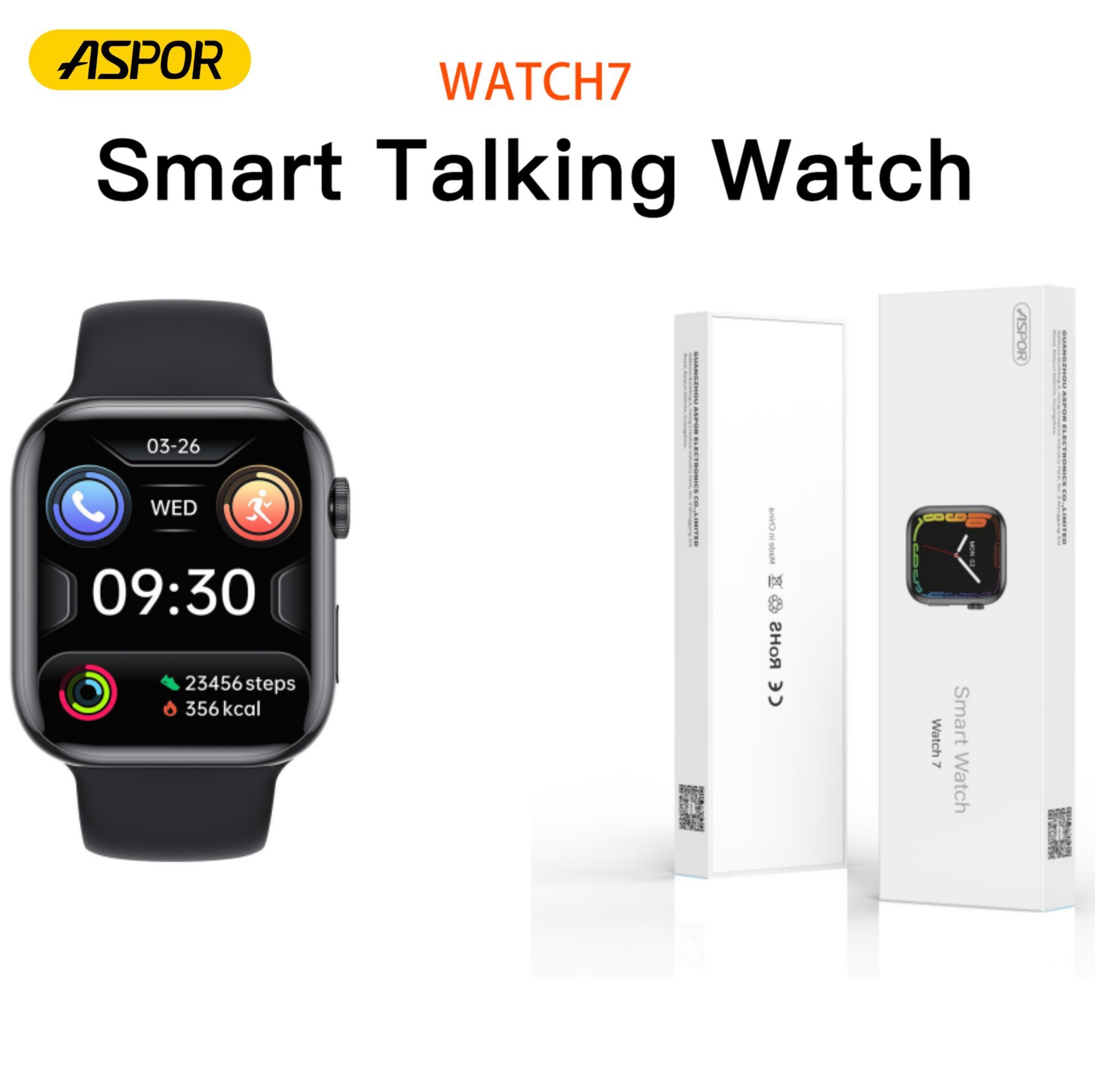 ASPOR Watch 7 Smartwatch 1.91 Inch AMOLED Display Sports Modes Good ...