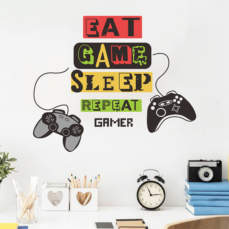 Gaming Zone Game Wall Sticker Playroom Bedroom Eat Sleep Game Repeat ...