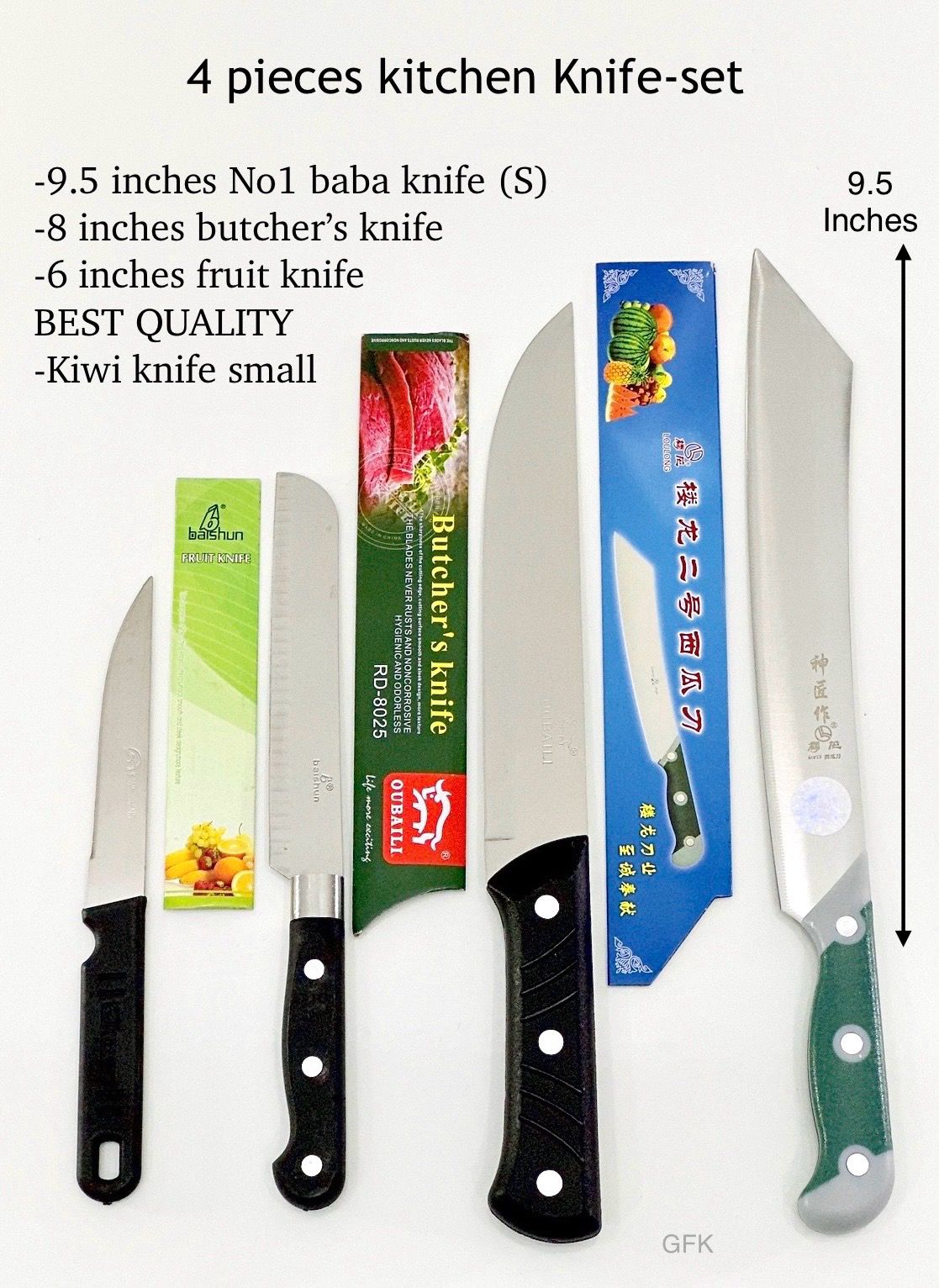 Stainless Steel Kitchen Cutlery Knife 4 Pcs Set Multipurpose Heavy ...