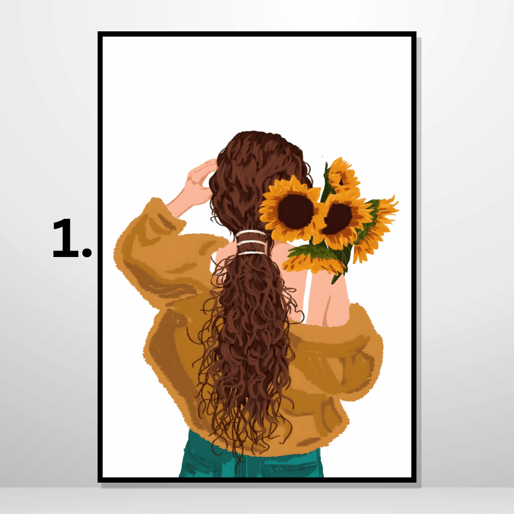 A3/A4 Size framed wall posters aesthetic girl with flowers faceless art ...