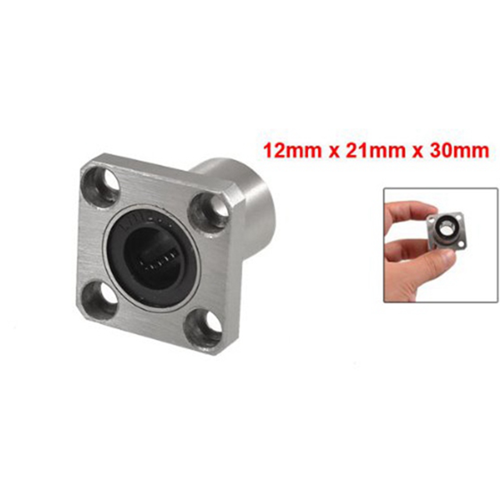 4X Bushings Square Flanged Long Linear Bearing 12mm x 21mm x 30mm ...