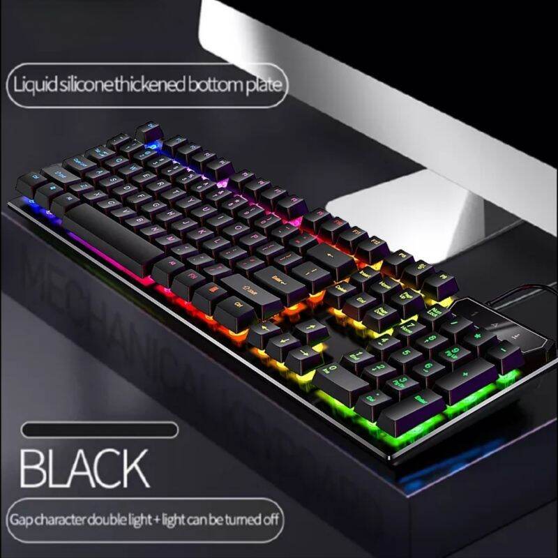 [NEW] Wired Gaming Keyboard USB Connection Mechanical Feel Keyboard RGB ...
