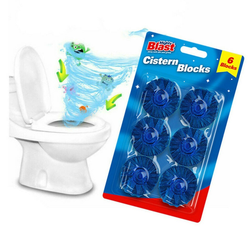 Mighty Blast 6pcs Toilet Cistern Blocks Clean Freshener Blue Bathroom ...
