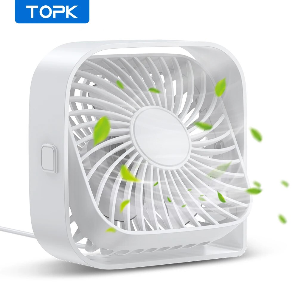 TOPK USB Desk Fan 360° Rotation Adjustment Portable Cooling Fan 3 Speed ...