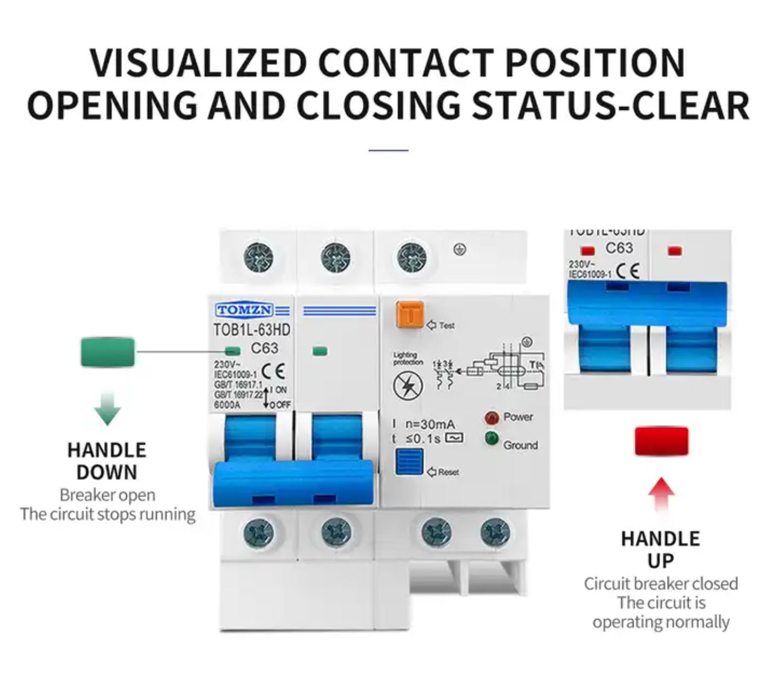 TOMZN Main switch circuit breaker with surge protector RCBO MCB with ...