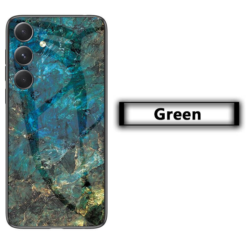 For Samsung Galaxy A24 Case Fashion Marble Tempered Glass Protector ...