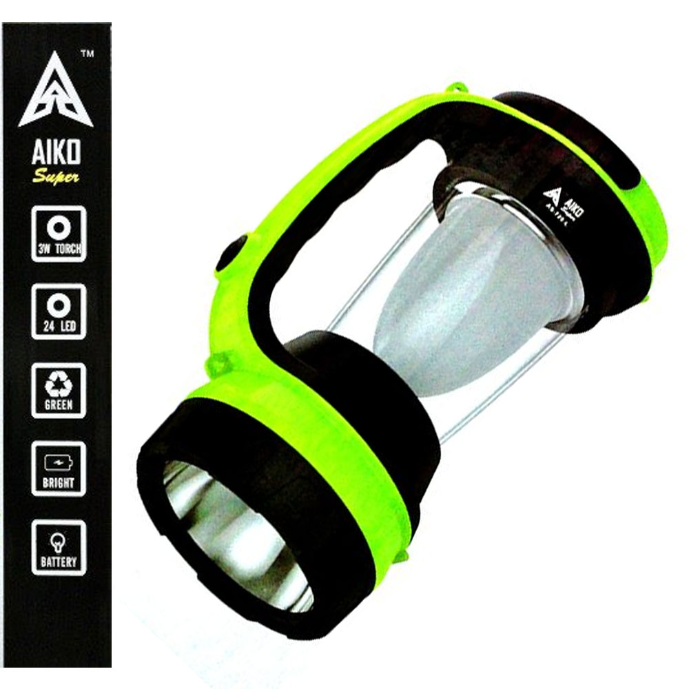 Aiko Super Led Torch & Lamp With Solar As-820 - Green | Daraz.lk