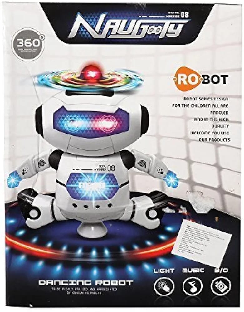 Dancing Robot with Flashing and Music 360 Degree Rotating Naughty Dancing Robot Toy with LED ...
