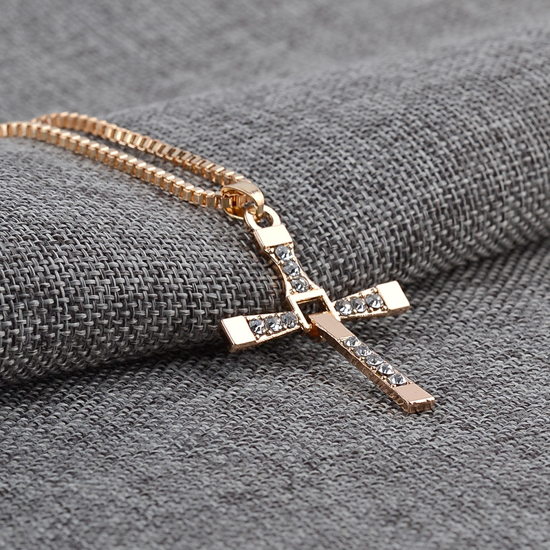 Fast and Furious Cross Necklace Rhinestones pendant Men's Chain Dominic ...