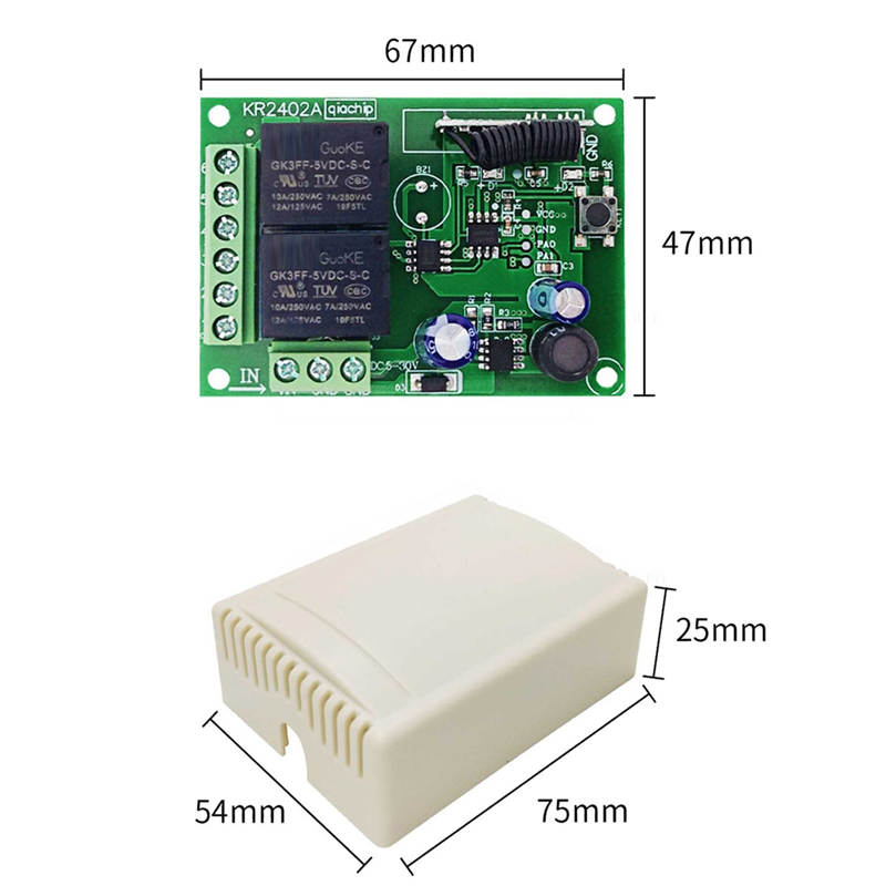 433MHz Remote Control Switch Wireless Relay 2CH Module RF Transmitter ...