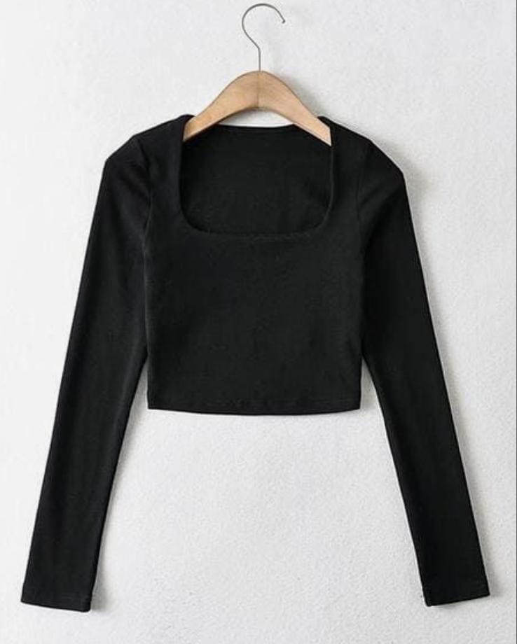 Cuelo Long Sleeve Square Neck Crop Top For Cutie | Daraz.lk