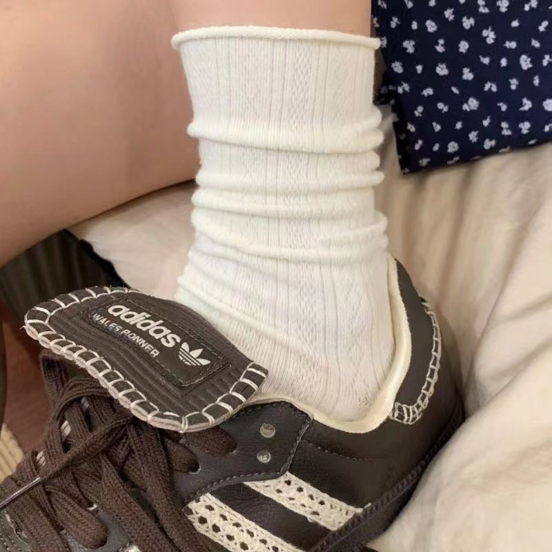 Women's Summer Thin Socks ins Trendy Cream Series Curling Dark Grain ...