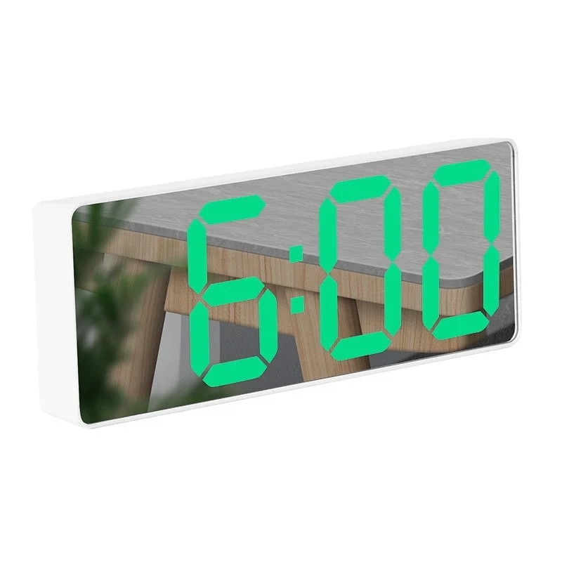 LED Mirror Table Clock Digital Alarm Snooze Function 3 Brightness ...