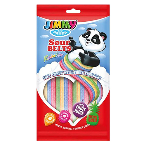 Jimmy The Panda Sour Belts Rainbow Soft Candy with with Fruit Juice 75g ...