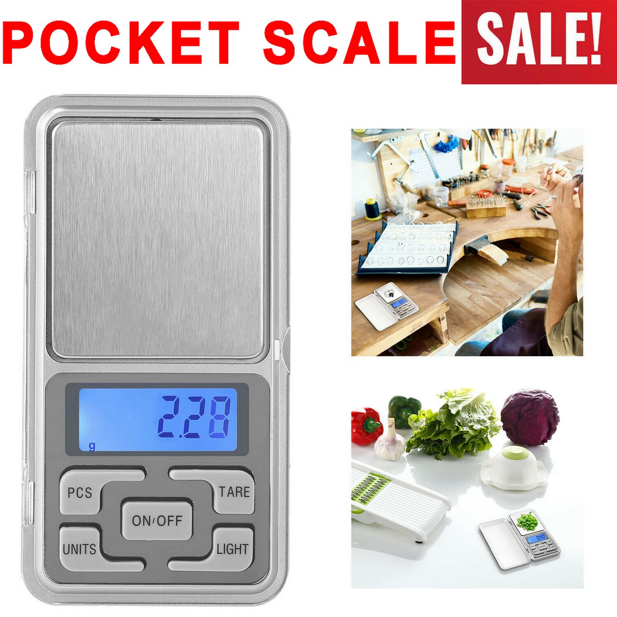 Mini Digital Scale 500g / 0.01g Incremental Digital Electronic Mini Multi-Use Portable Weighing ...