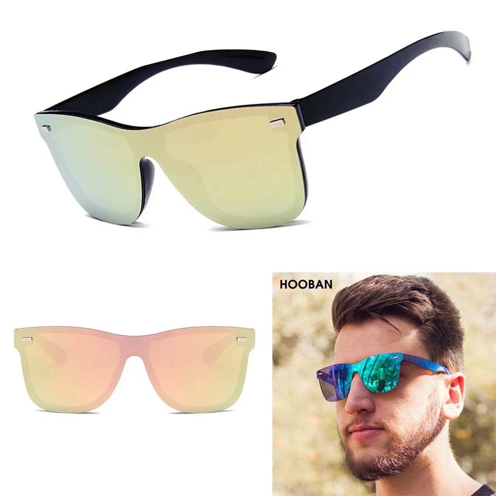 Fashion Rimless Sunglasses Men Vintage Square One-piece Lens Sun ...