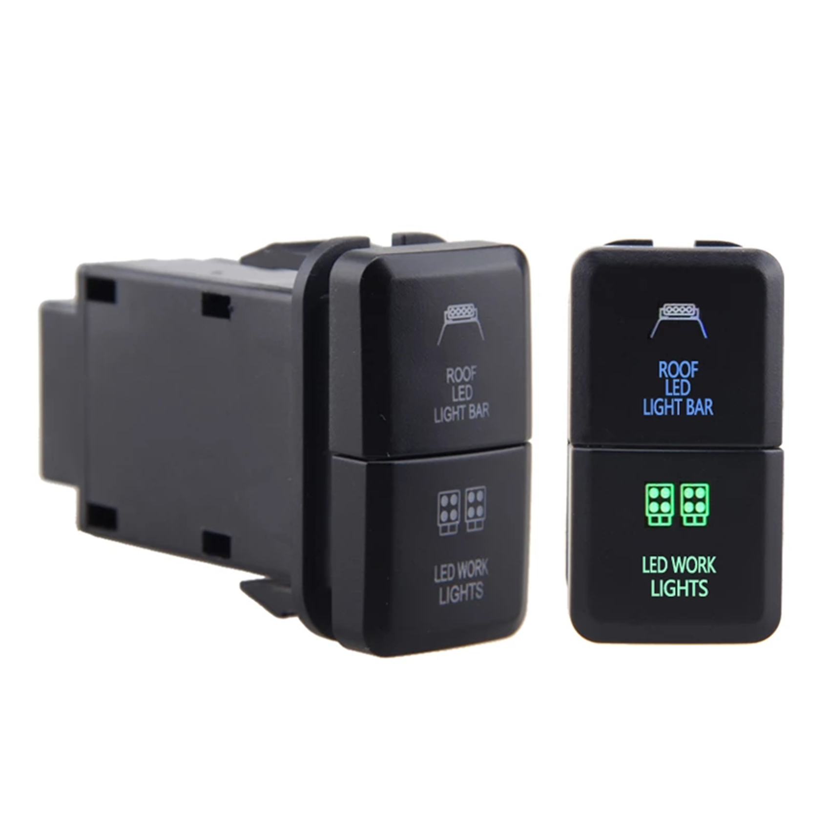 12V Car Dual LED Light Bar Blue/Green On-Off Push Switch Button for ...