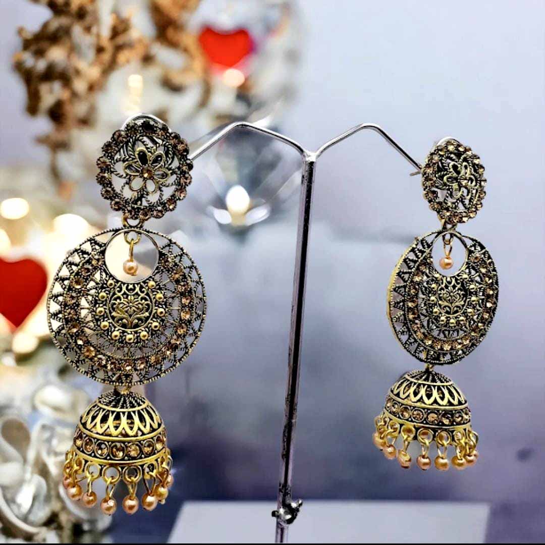Dull gold earing Fashion Bollywood Traditional Indian Wedding Jumkaana ...