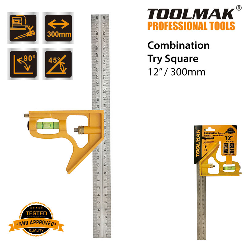 Combination Try Square Set Adjustable Measuring Engineers Right Angle ...