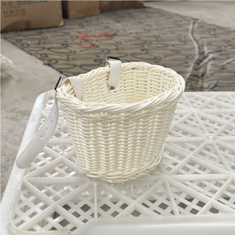 Bicycle Basket Rattan Woven Bike Storage Front Handlebar Basket Removable Waterproof Bicycle ...