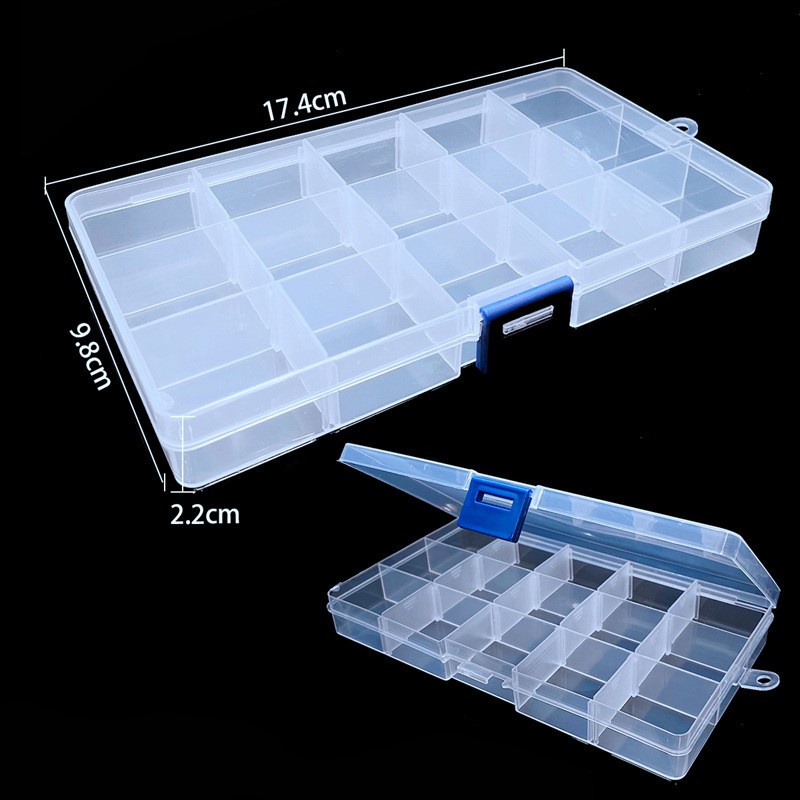 Transparent Plastic Storage Jewelry Box Compartment Adjustable ...