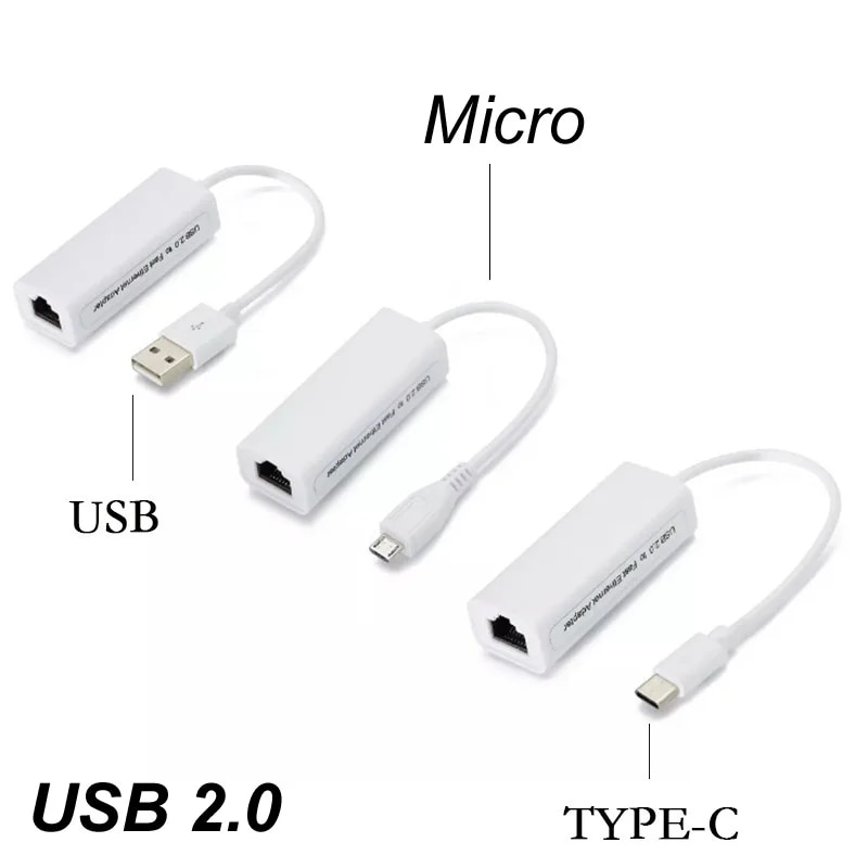 USB 2.0 Micro to Network Card LAN Adapter Ethernet RJ45 10/100Mbps ...